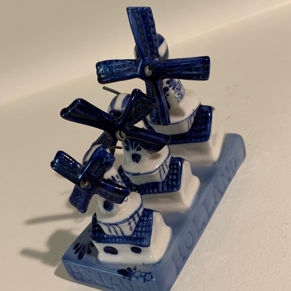 vintage EH | Art | Vintage Holland Delft Blue Windmills Hand Painted ...